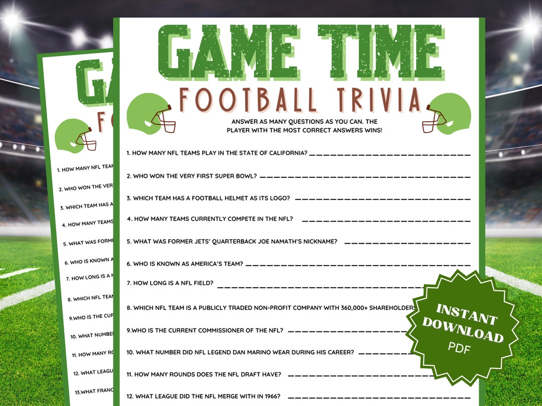 Super Bowl Trivia Game: NFL Football Party (digital Download) - Etsy