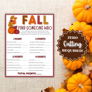 Fall Find Someone Who Game: Printable Party Icebreaker (PDF) - Etsy