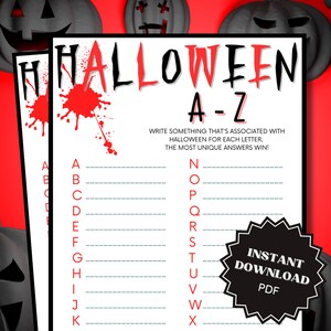 A-Z Halloween Word Game Printable, Halloween Games for Senior ...