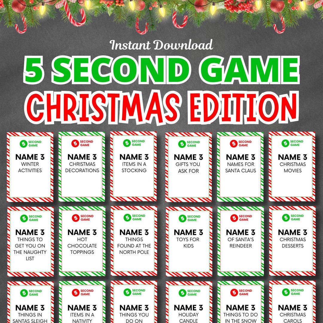 Christmas 5 Second Rule Game: Holiday Party Fun (digital Download) - Etsy