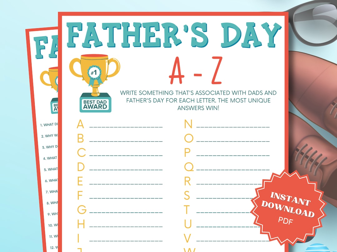 A-Z Fathers Day Game for Kids, Fathers Day Games, Word Game, Word ...