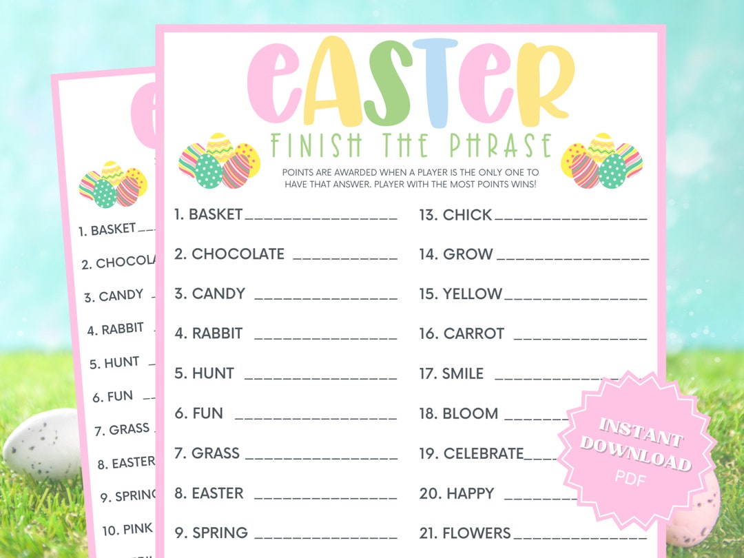 Finish the Phrase Easter Game: Printable Family Party (digital Download ...