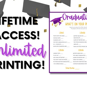 Graduation Party Game: What's on Your Phone Printable (digital Download ...
