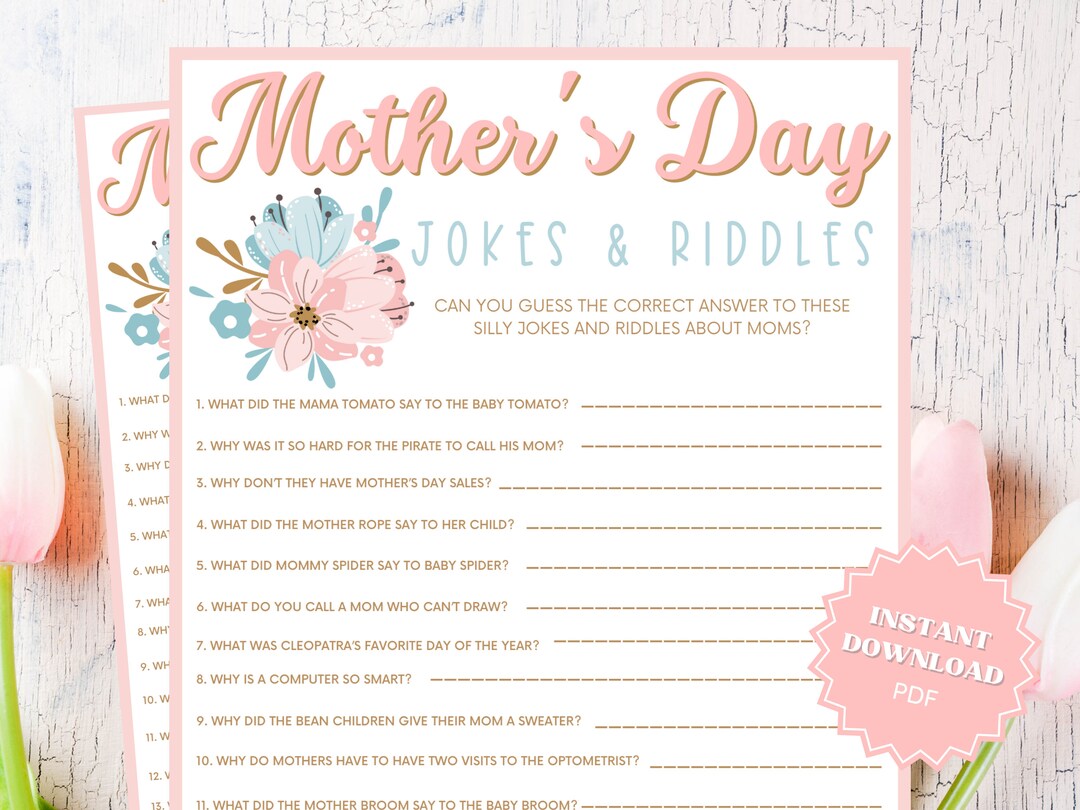 Jokes and Riddles Trivia Printable Mothers Day Game, Group Games ...