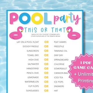 This or That Pool Party Game: Printable Activity (digital Download) - Etsy