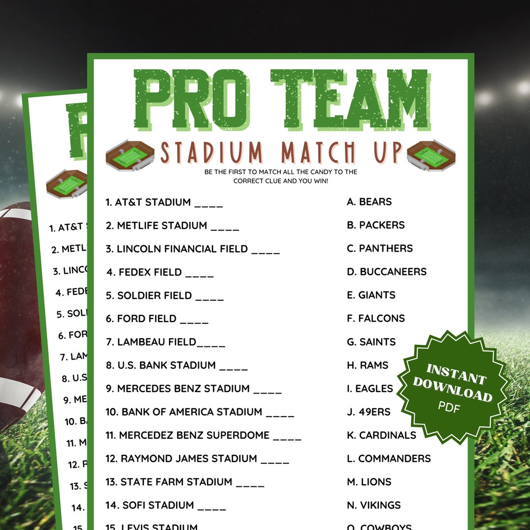 NFL Stadium Match up Super Bowl Party Game, Super Bowl Games, Family ...