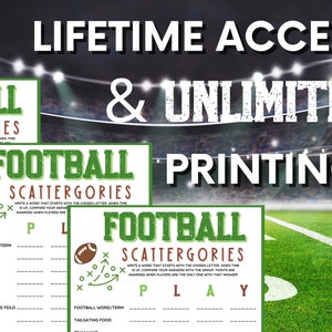 Football Scattergories: Super Bowl Party Word Game (digital Download ...