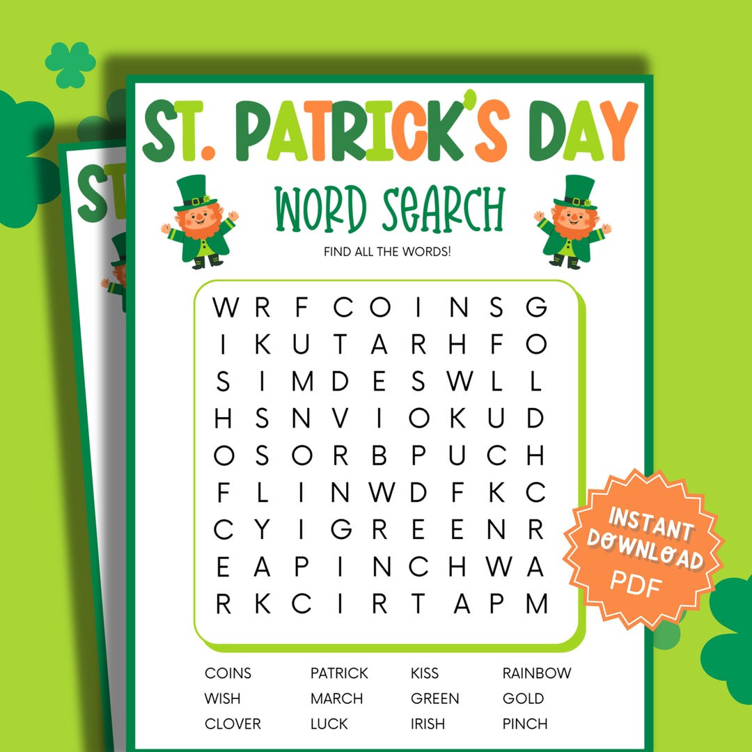 St Patricks Day Game Word Search, St Patricks Games, St Patricks Day ...