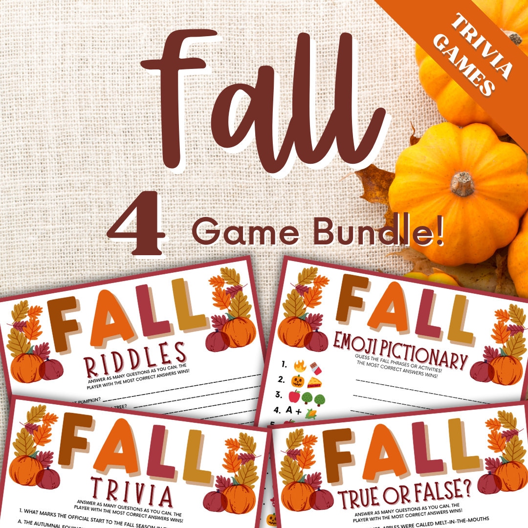 4 Fall Games Printable Bundle, Fall Games for Kids, Fall Games for ...