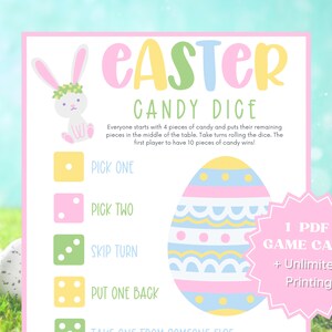 Candy Dice Easter Game, Easter Games for Kids, Printable Easter Games ...