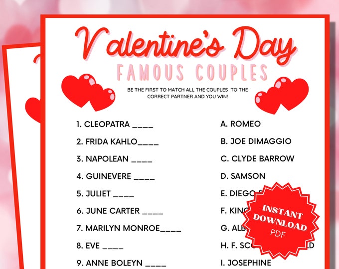 Valentine's Day Word Game Cards | Valentine's Party Game | Forbidden ...