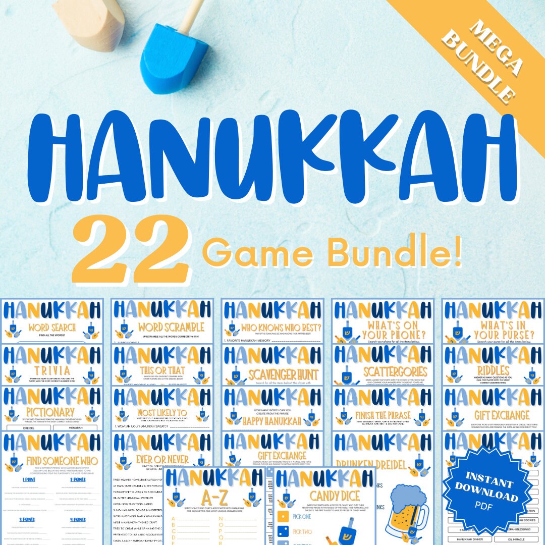 22 Hanukkah Games Bundle, Hanukkah Games, Hanukkah Games for Kids ...
