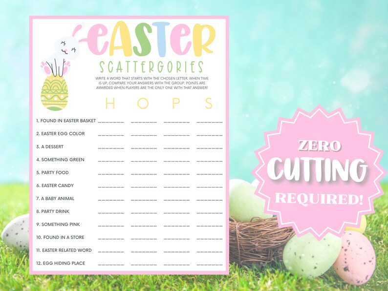 Scattergories Printable Easter Game Easter Games for Kids - Etsy