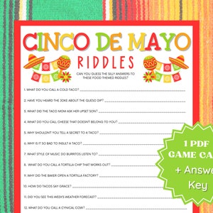 Jokes and Riddles Trivia Printable Cinco De Mayo Game, Group Games ...