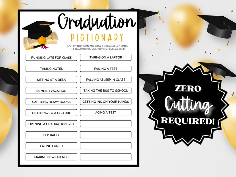 Pictionary Printable Graduation Game Pictionary Game Group - Etsy