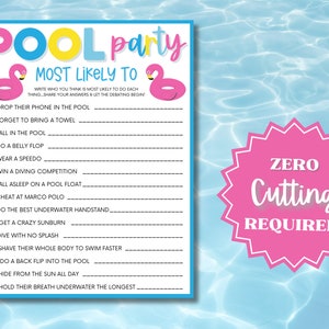 Most Likely to Printable Pool Party Game, Pool Party Games, How Well Do ...