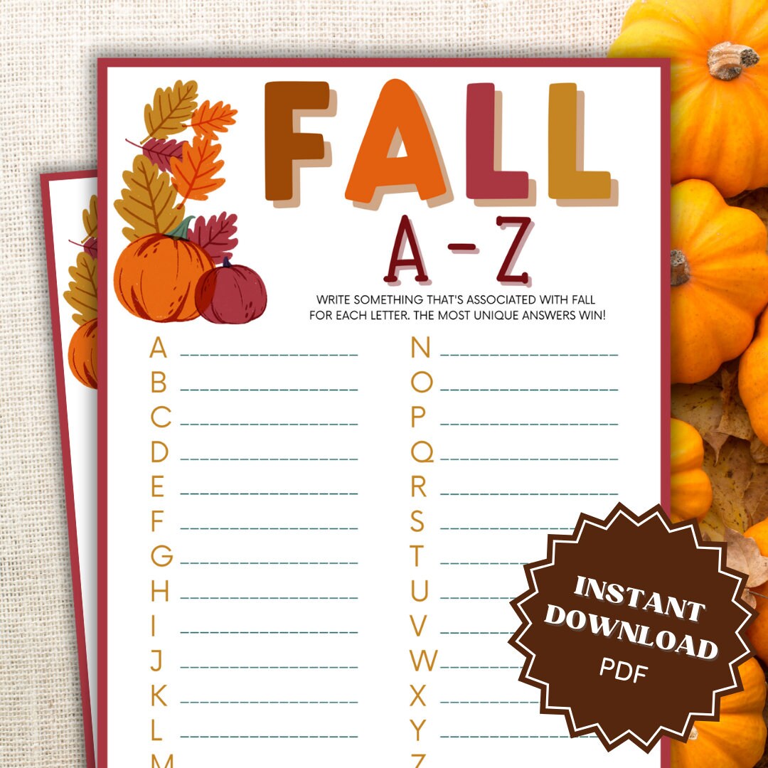 A-Z Fall Word Game Printable: Kids Activity (digital Download) - Etsy