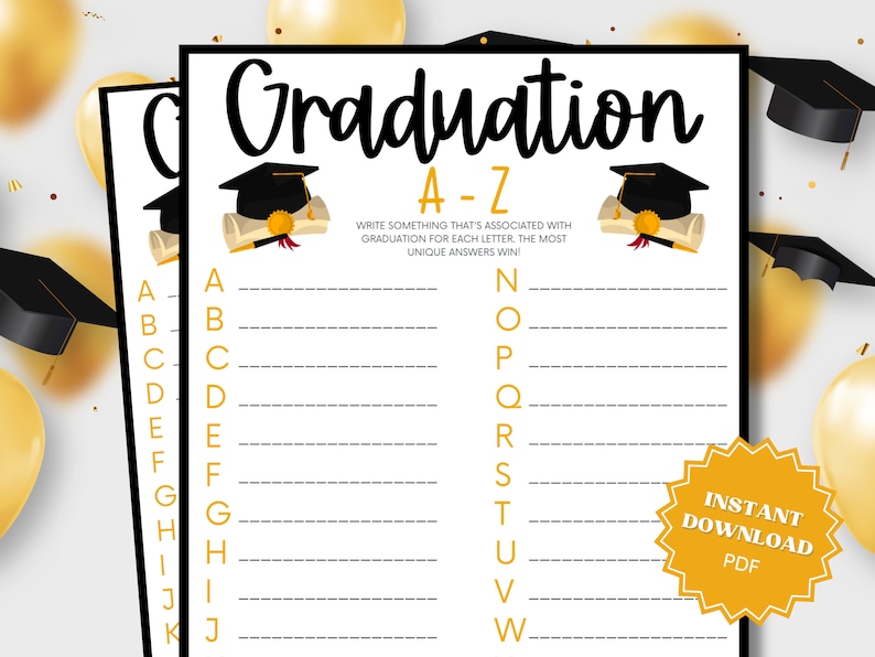 A-Z Graduation Party Game Graduation Games Grad Party Games - Etsy