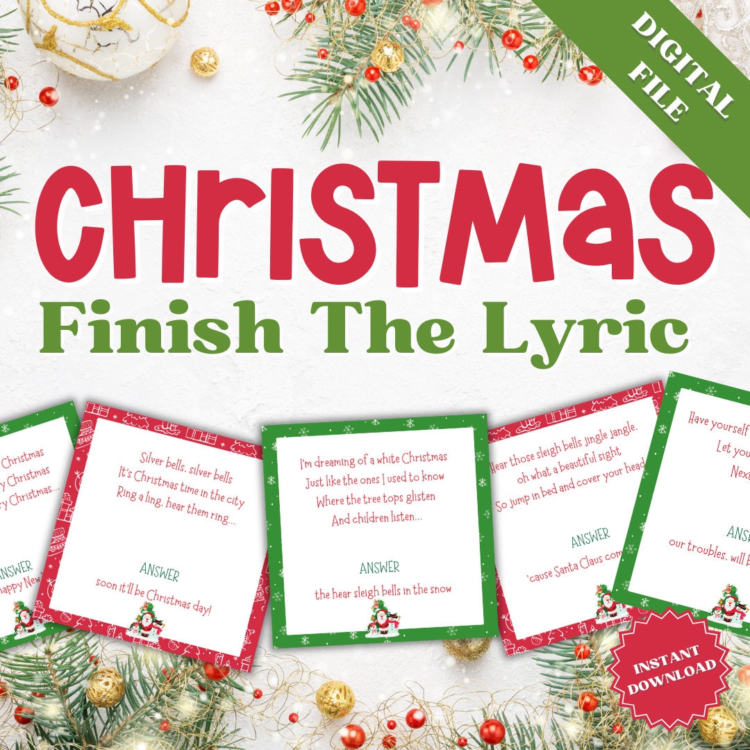 Christmas Finish the Lyric Game, Finish the Lyrics Game Christmas ...