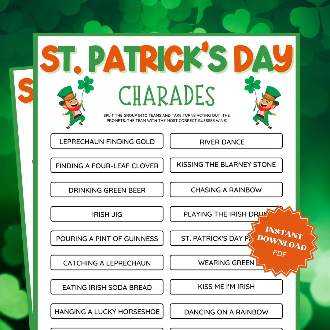 St Patrick's Day Charades Game, St Patricks Games, St Patricks Game ...