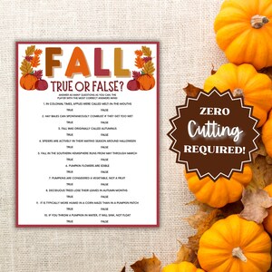 True or False Fall Trivia Game: Printable Autumn Activity (digital ...