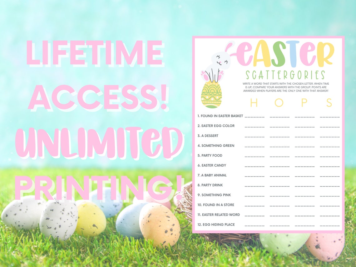 Scattergories Printable Easter Game Easter Games for Kids - Etsy