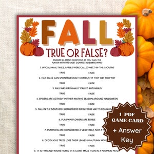 True or False Fall Trivia Game: Printable Autumn Activity (digital ...