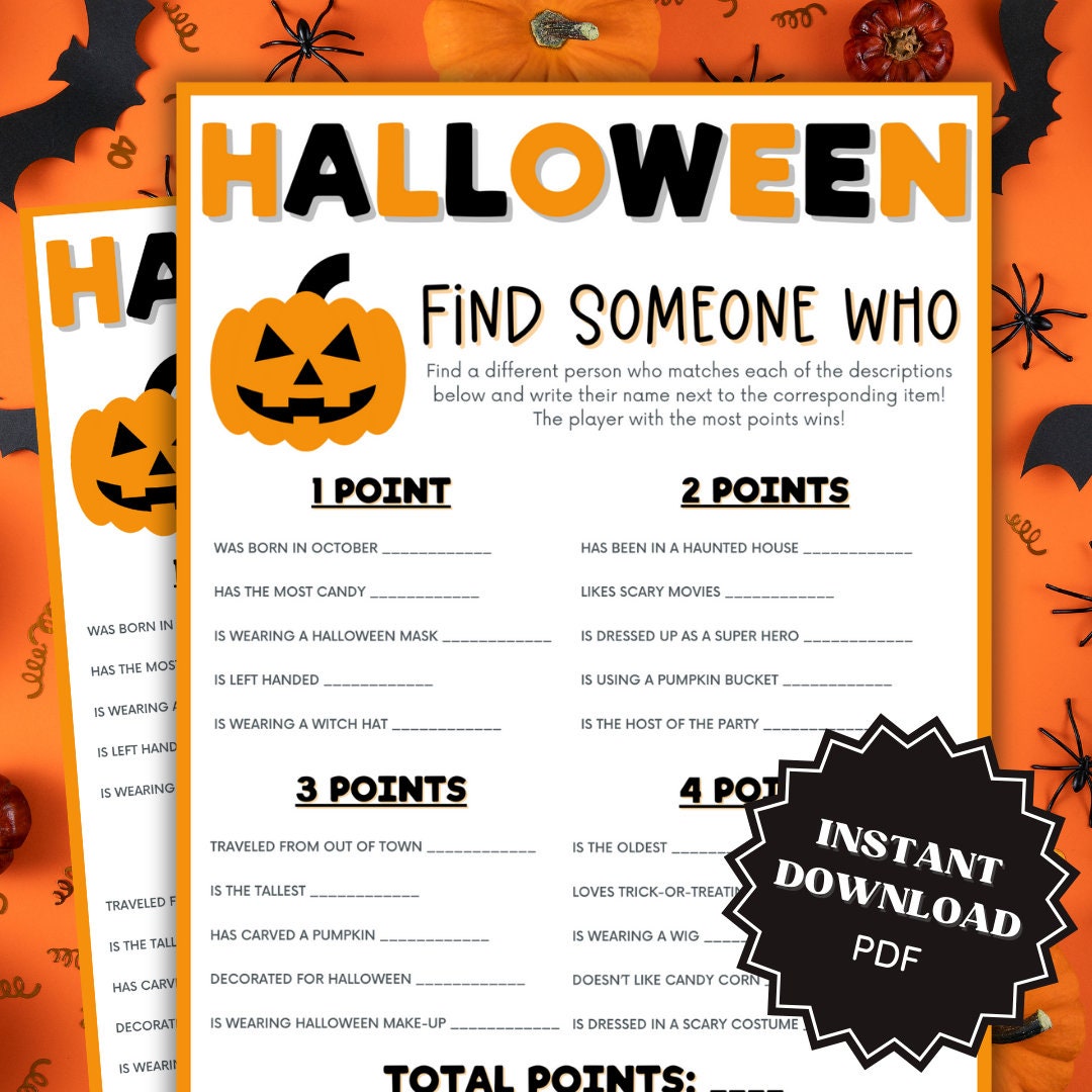 Halloween Find Someone Who Game: Printable Party Activity (digital ...