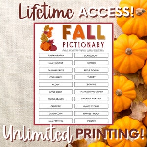 Fall Pictionary Game Printable: Family Activity (digital Download) - Etsy