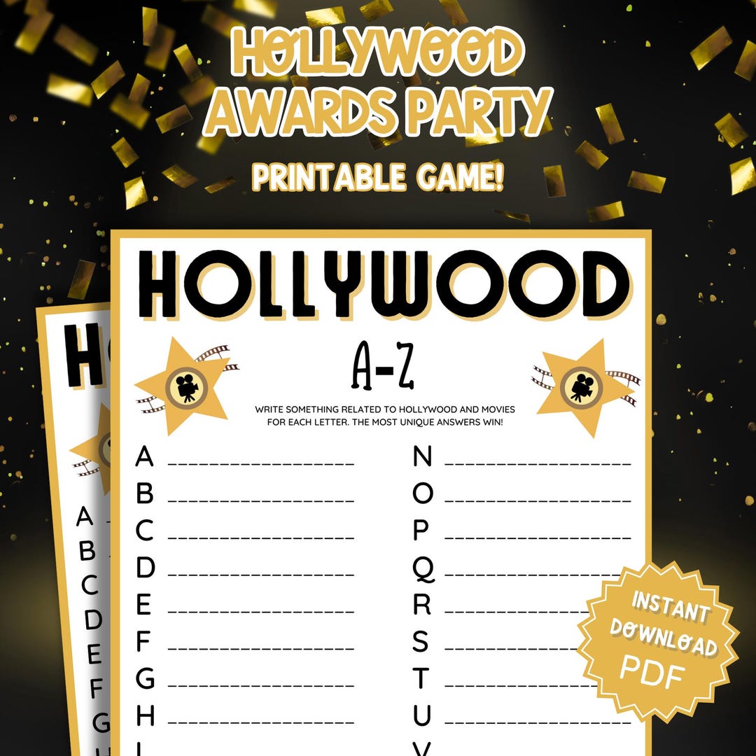 Oscars Party A-Z Word Game: Printable Hollywood Game (PDF) - Etsy