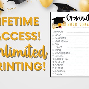 Word Scramble Printable Graduation Party Game, Graduation Games, Grad ...