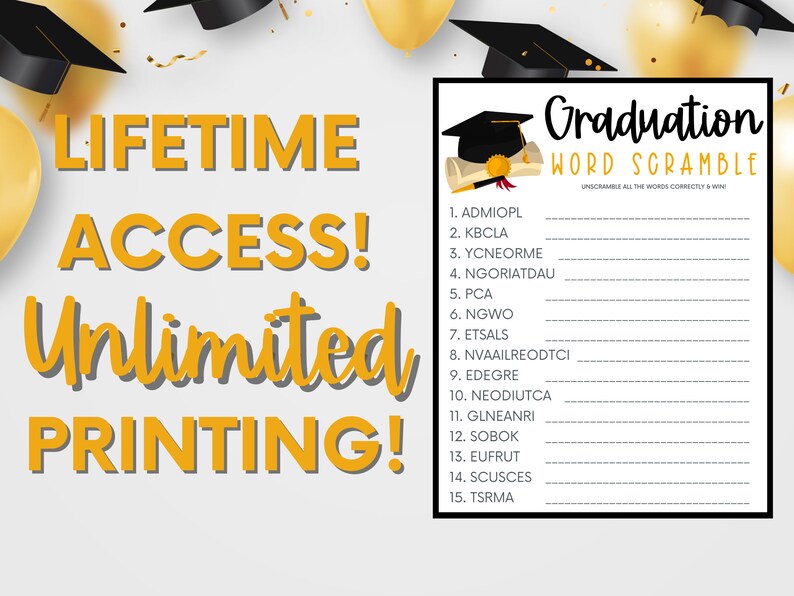 Word Scramble Printable Graduation Party Game Graduation - Etsy
