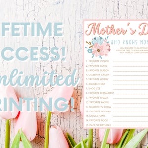 Who Knows Mom Best Mother's Day Game, Mothers Day Activity, Mothers Day ...
