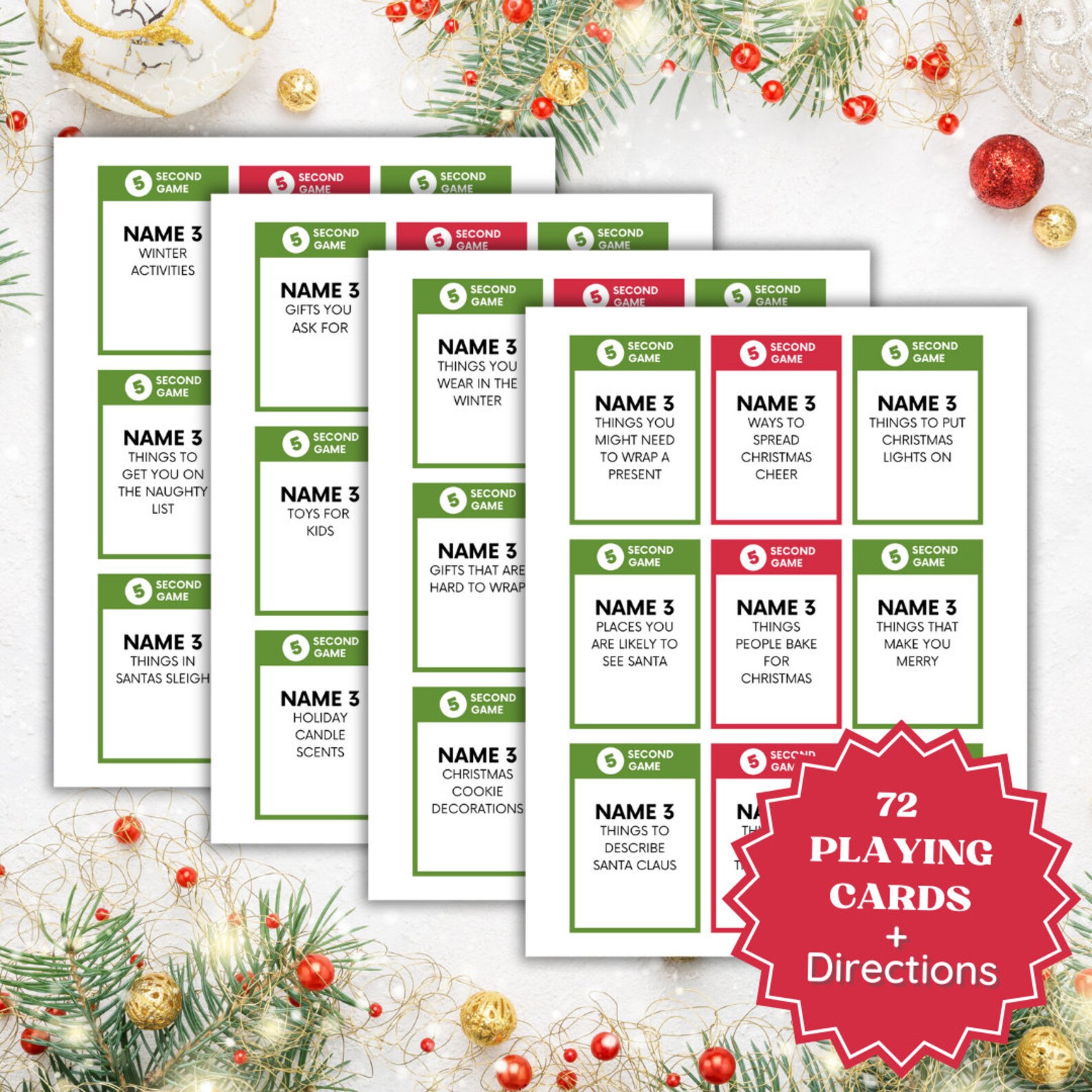 Christmas 5 Second Rule Game: Holiday Party Fun (digital Download) - Etsy