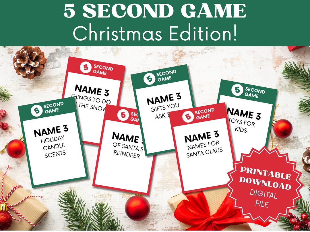 Family Games Christmas 5 Second Game, Christmas Party Game, Christmas ...
