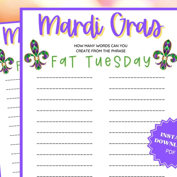 Mardi Gras Printable - Etsy