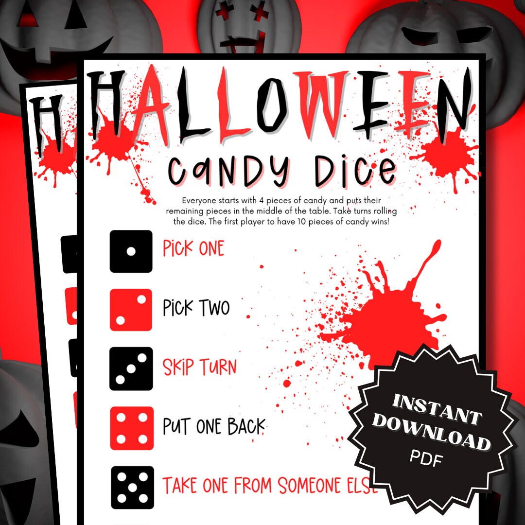 Candy Dice Halloween Game: Fun Printable Party Game (digital Download ...