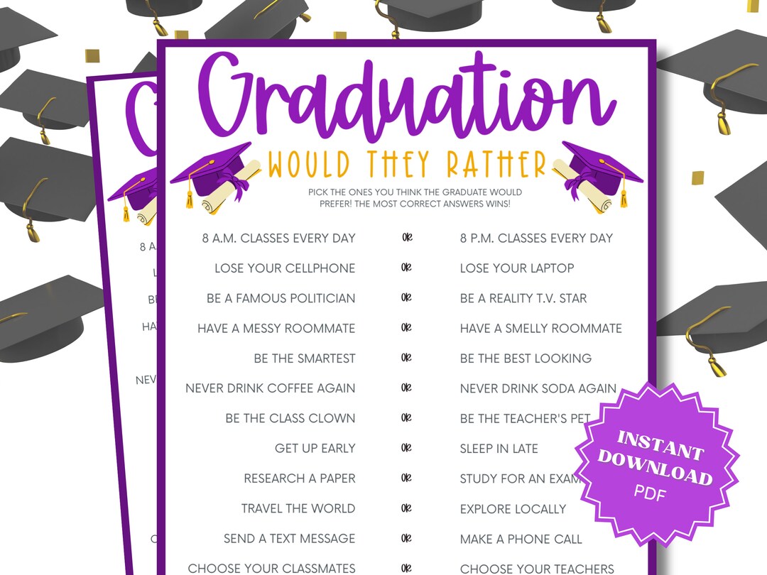 This or That Graduation Party Game: Printable 'would You Rather ...
