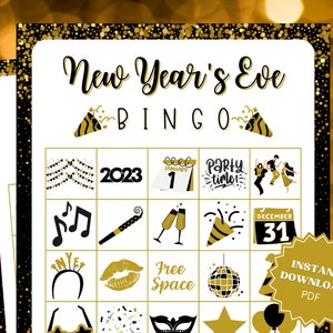 New Years Eve Bingo Party Game, Holiday Party Games, New Years 2023 ...
