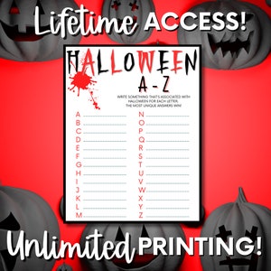 A-Z Halloween Word Game Printable, Halloween Games for Senior ...