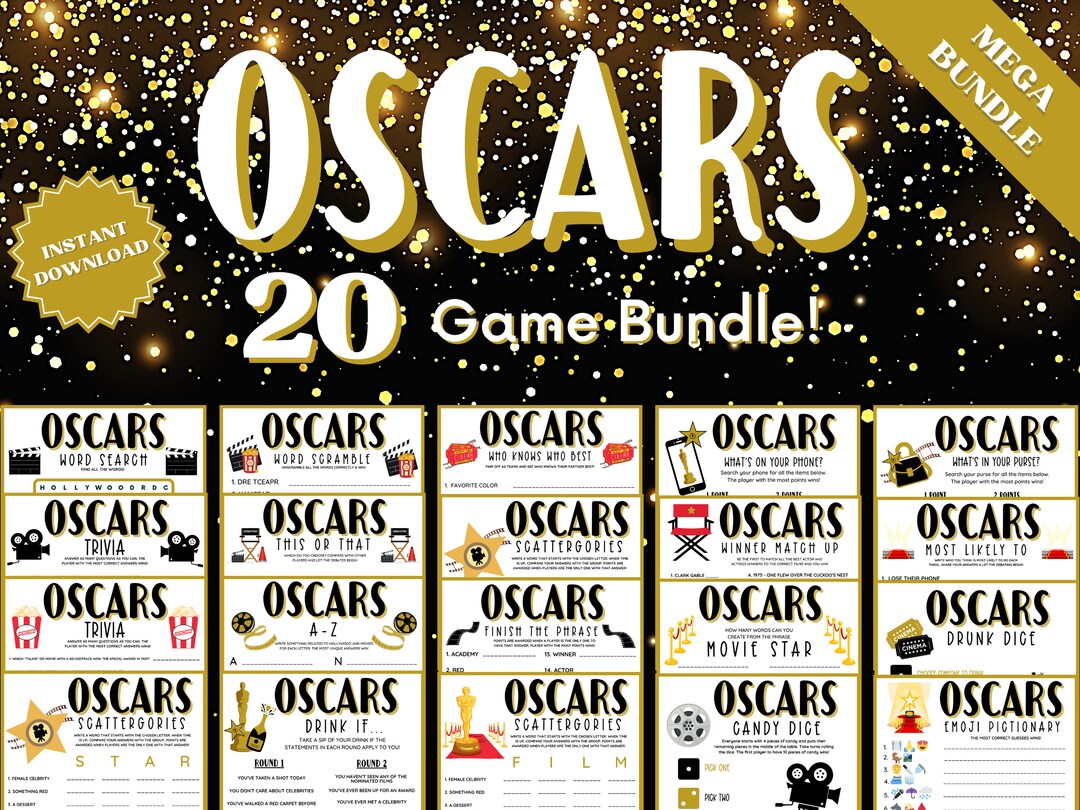Oscars Party 20 Game Bundle, Oscars Party, Oscars Party Games, Adult ...