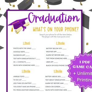 Graduation Party Game: What's on Your Phone Printable (digital Download ...