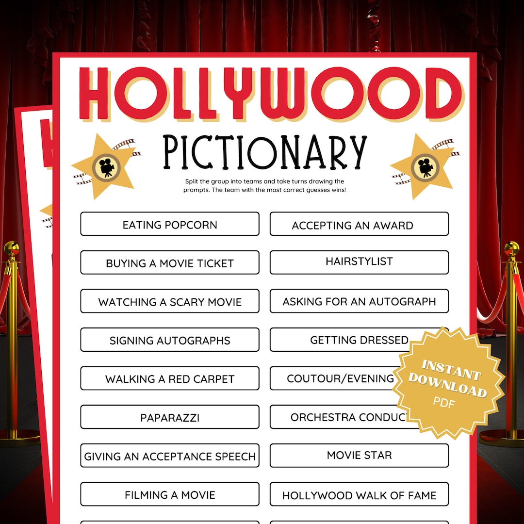 Oscars Pictionary Party Game: Movie Night Fun (digital Download) - Etsy