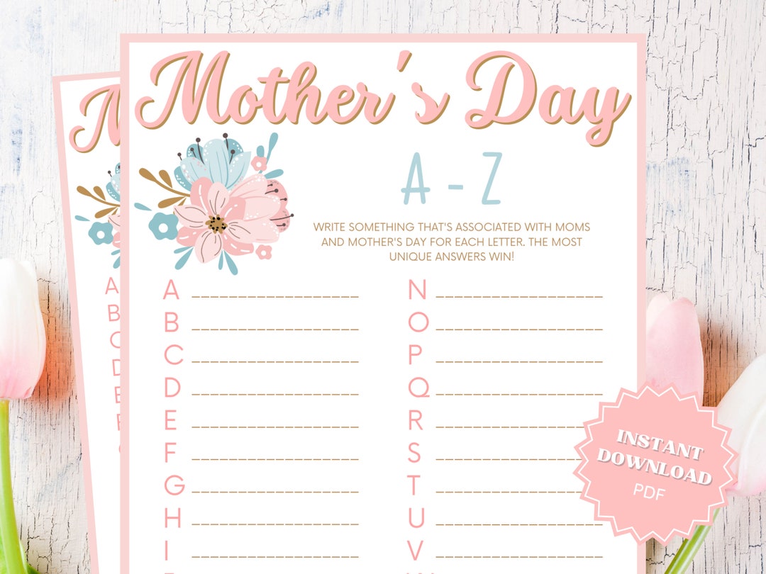 A-Z Mothers Day Game for Kids, Mothers Day Games, Word Game, Word ...