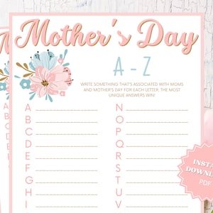 A-Z Mothers Day Game for Kids, Mothers Day Games, Word Game, Word ...