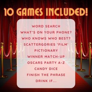 Oscars Party 10 Game Bundle Vol 2, Word Search, Candy Dice Game, Adult ...