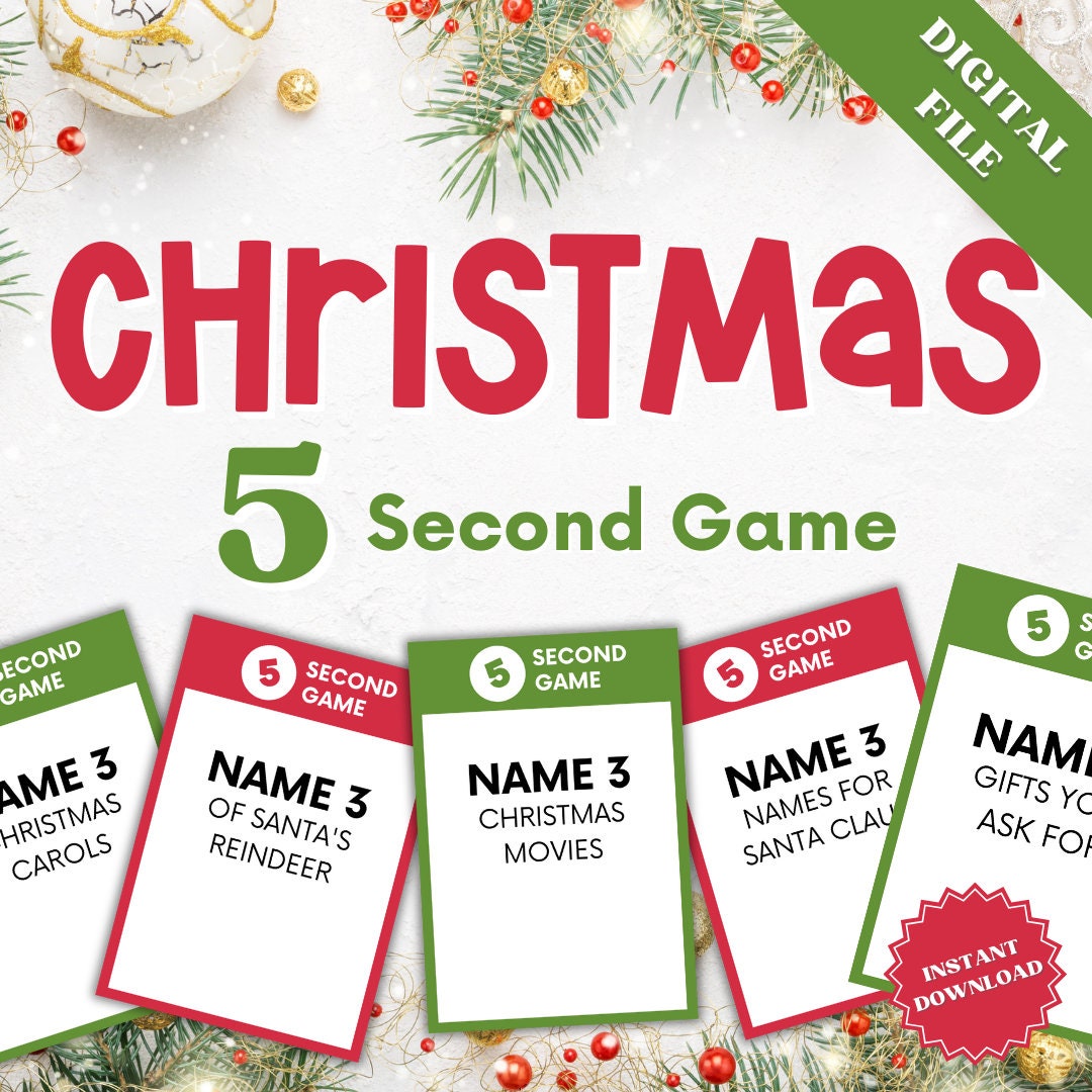 Christmas 5 Second Game, Holiday 5 Second Game, 5 Second Game, 5 Second ...