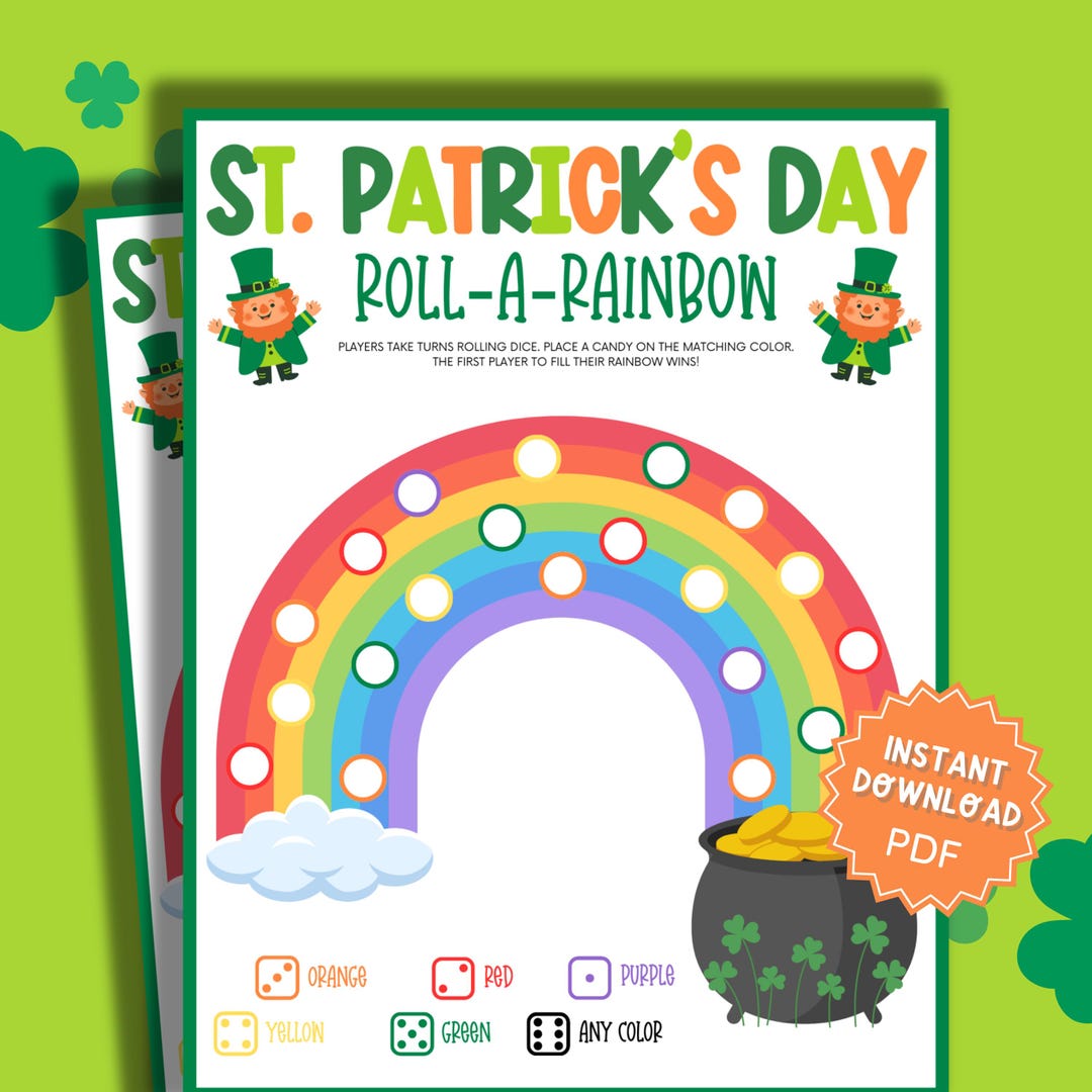 St Patricks Day Roll A Rainbow Game, St Patricks Games, St Patricks ...