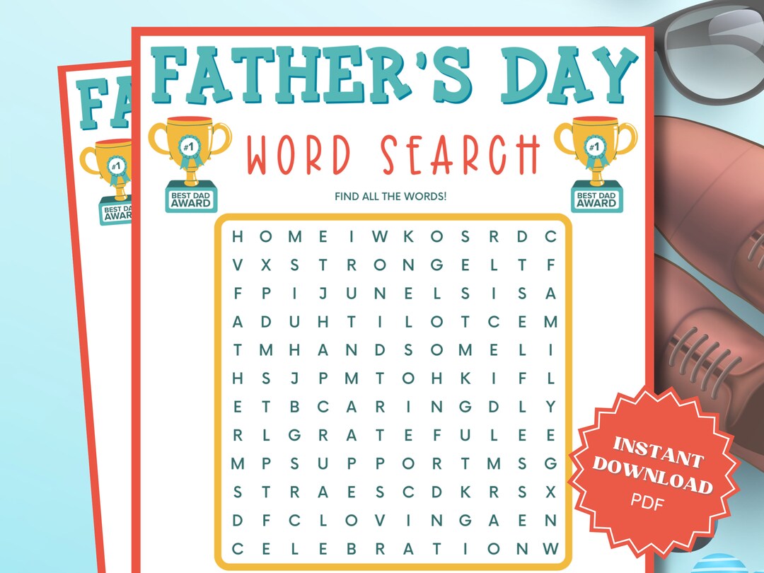 Father's Day Word Search, Fathers Day Game, Fathers Day Games, Word ...