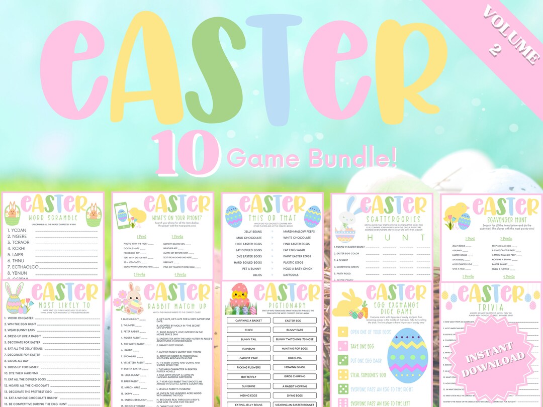 Printable Easter Games 10 Game Bundle Vol. 2, Printable Easter Games ...